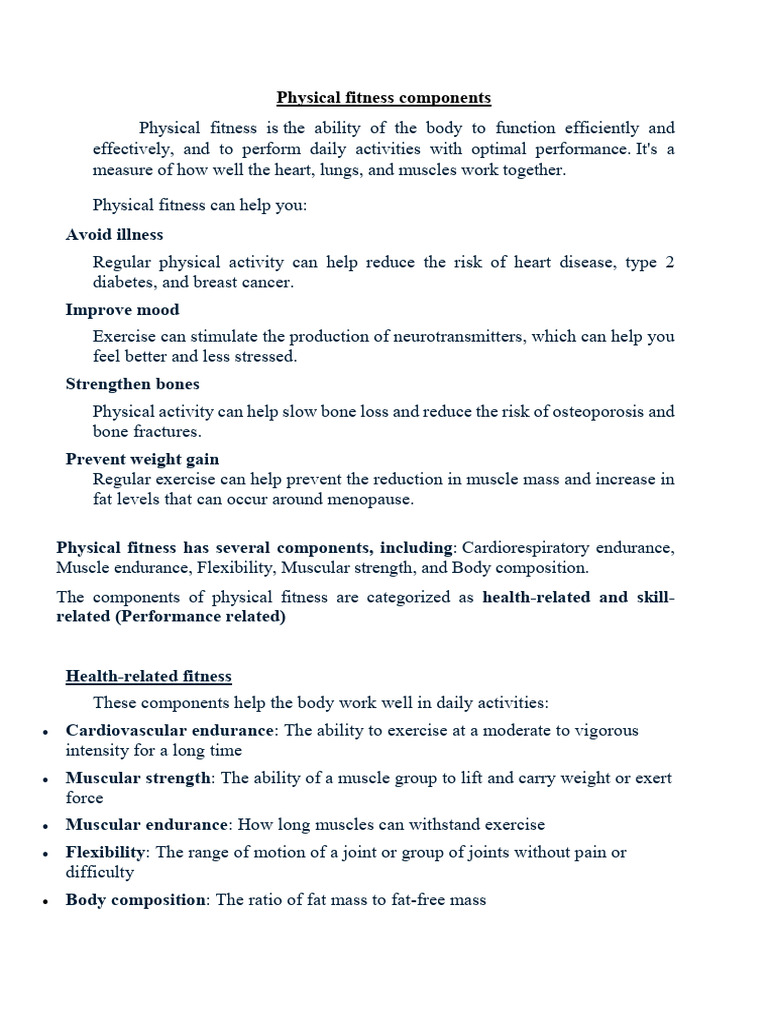 Physical Fitness Components | PDF