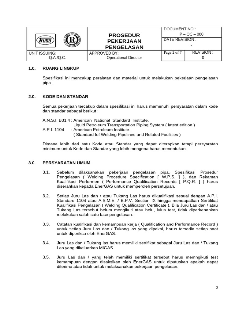 Prosedur Pengelasan | PDF