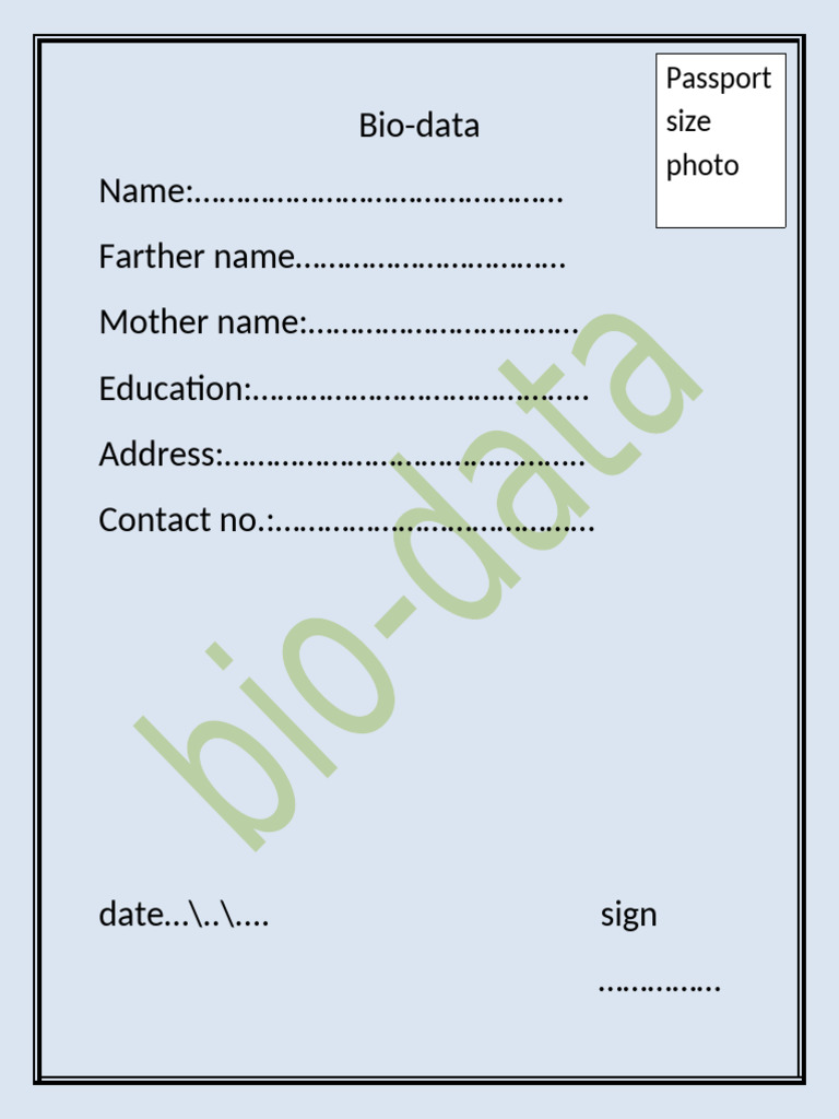 Bio-data - Copy (4) | PDF