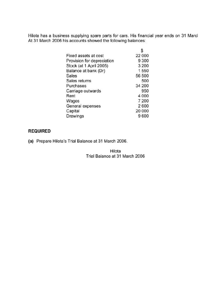 Trial Balance Ques | PDF