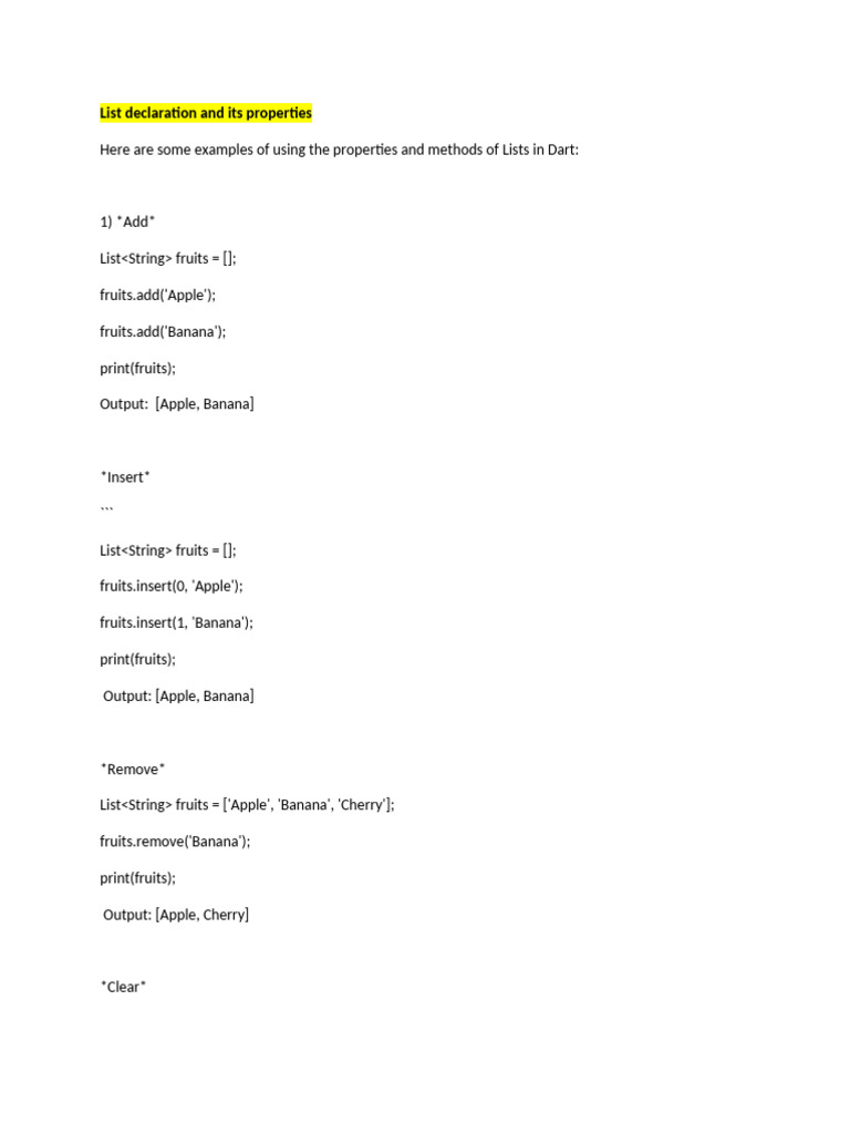 List declaration | PDF | Computer Programming | Software Engineering