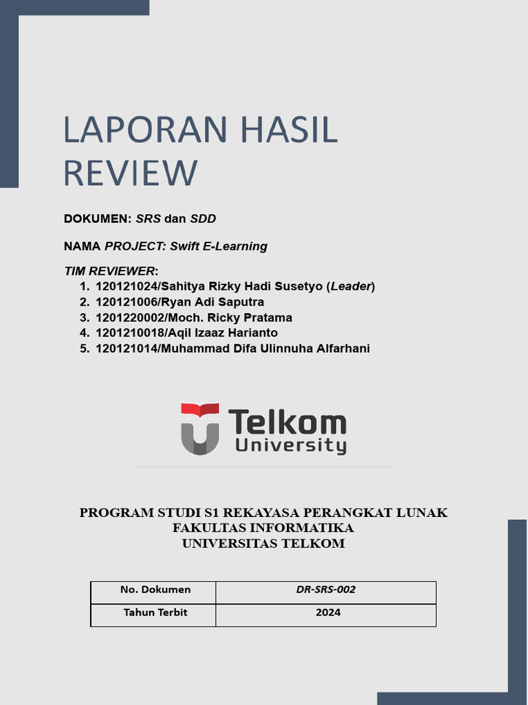Laporan Review SRS dan SDD Kelompok 2 SQA | PDF