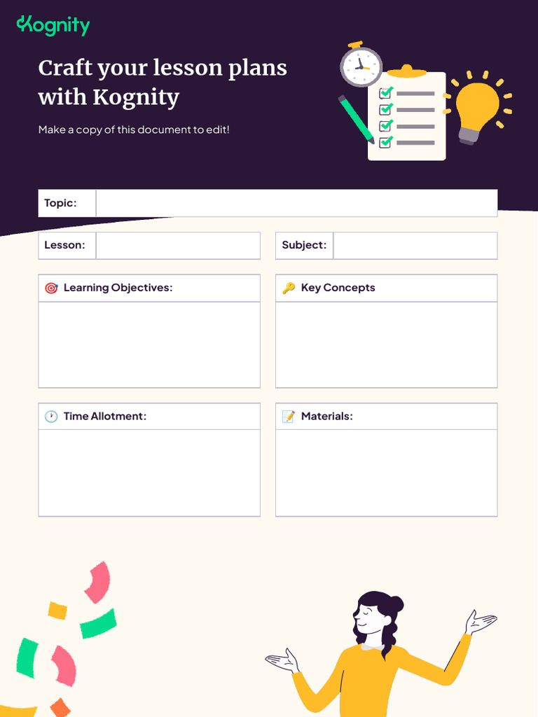 Craft Your Lesson Plans With Kognity - Template | PDF