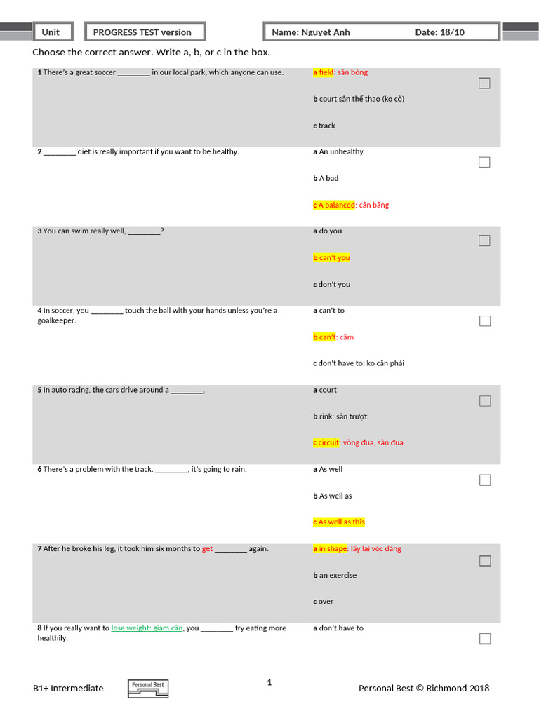 PB_AmE_B1+_Unit_Test_U8_Version_A | PDF