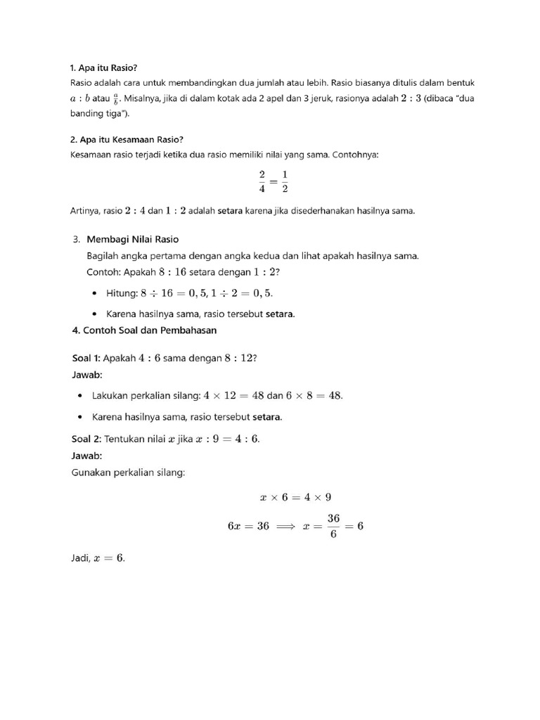 Rasio Pertemuan 2 (Soal) | PDF