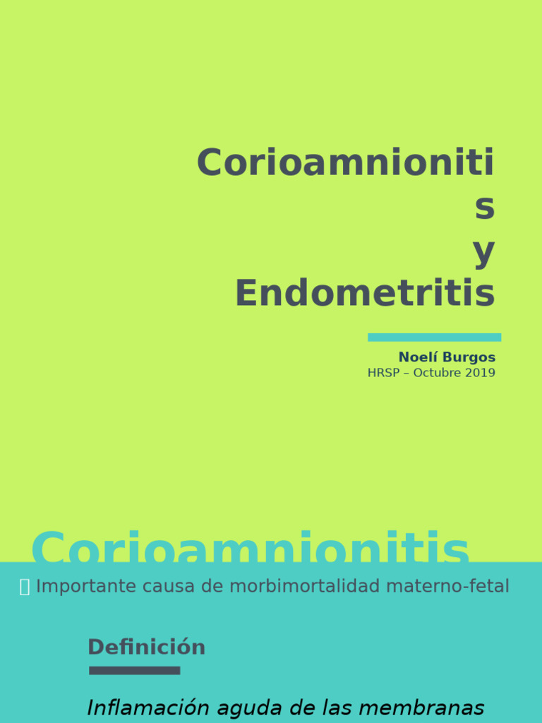 Corioamnionitis y Endometritis | PDF | Septicemia | Enfermedades y ...
