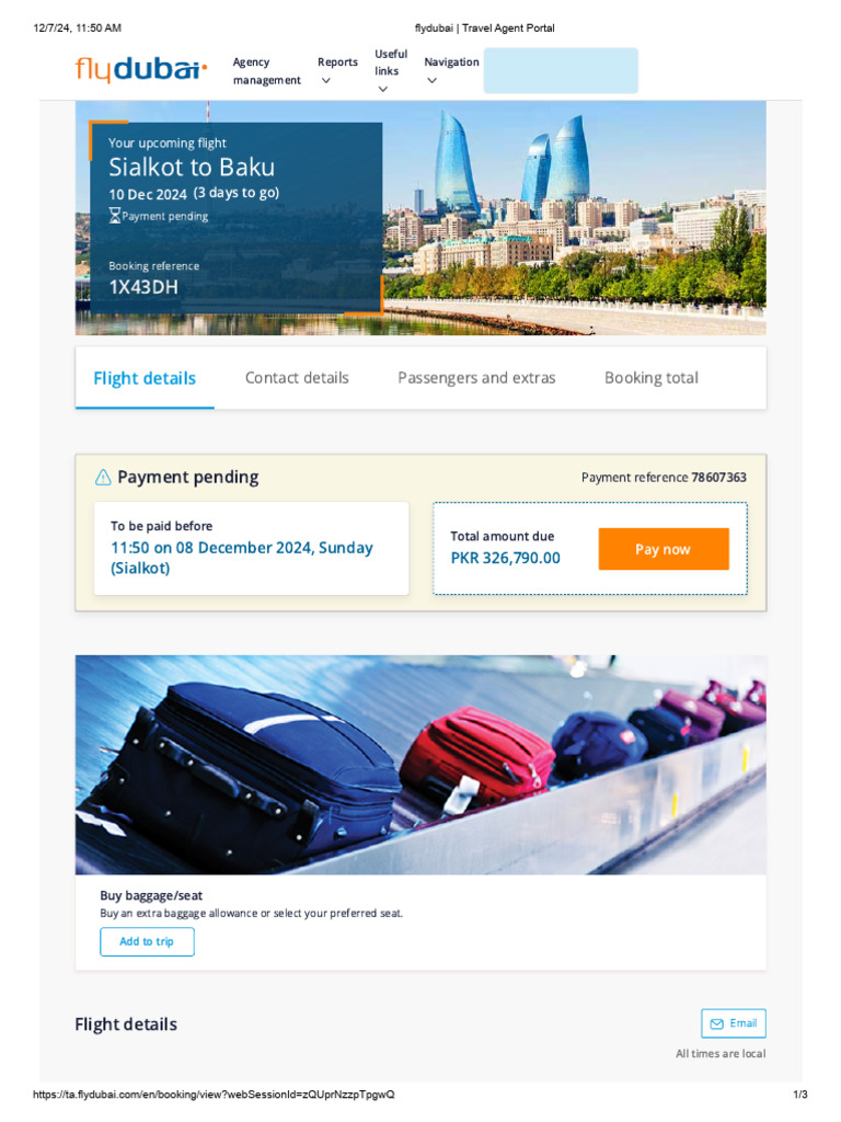 Flydubai Travel Agent Booking Details | PDF | Airlines | Transport