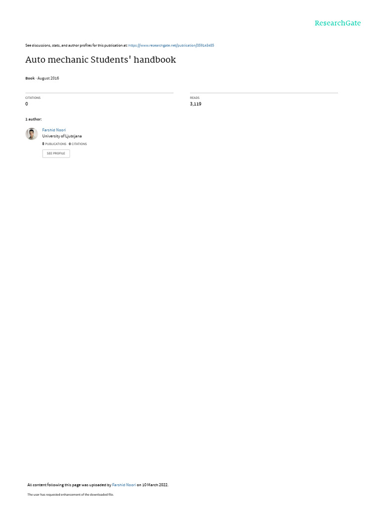 Auto Mechanic Students Handbook | PDF