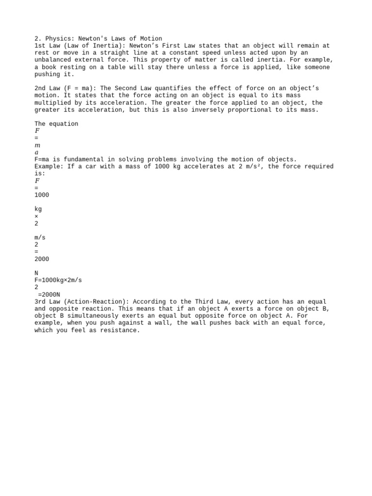 Physics Newton's Laws of Motion | PDF