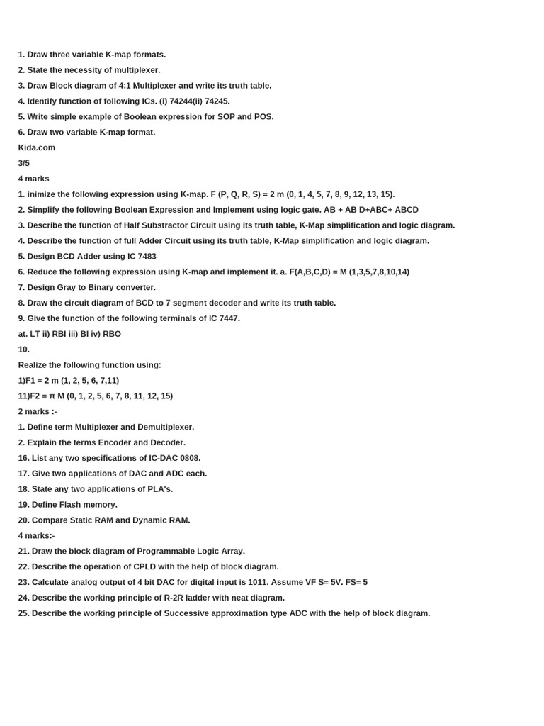 DTE Important Questions 22320 | PDF | Logic Gate | Digital Technology