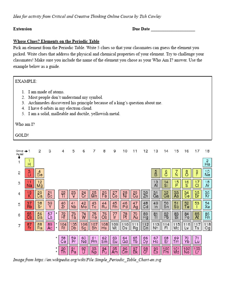 Whose Clues__Elements on the Periodic Table | PDF