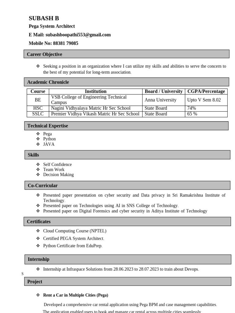 Subash Resume | PDF