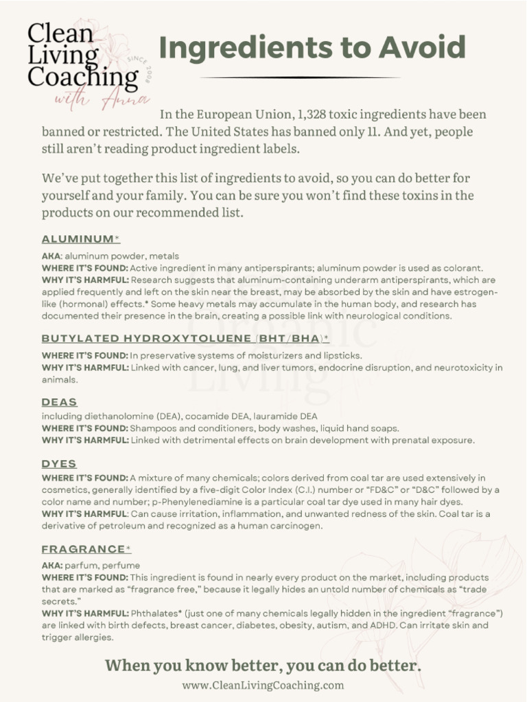 Ingredients To Avoid | PDF