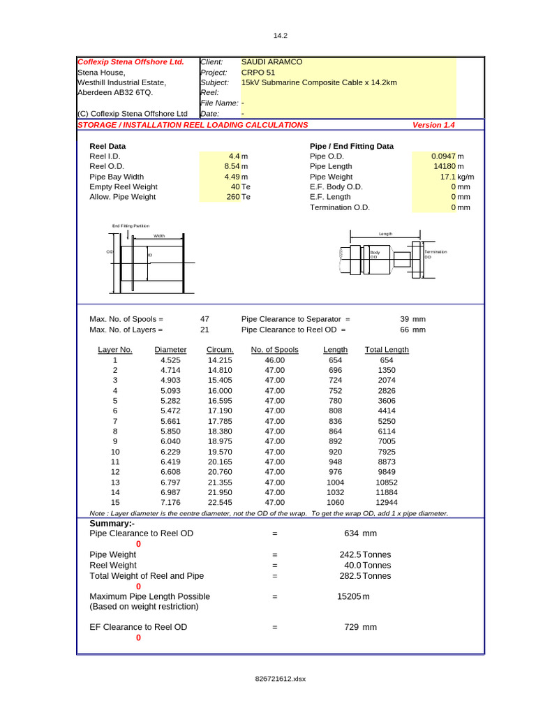 Flexible Line or Cable Drum Calculation | PDF | Pipe (Fluid Conveyance ...