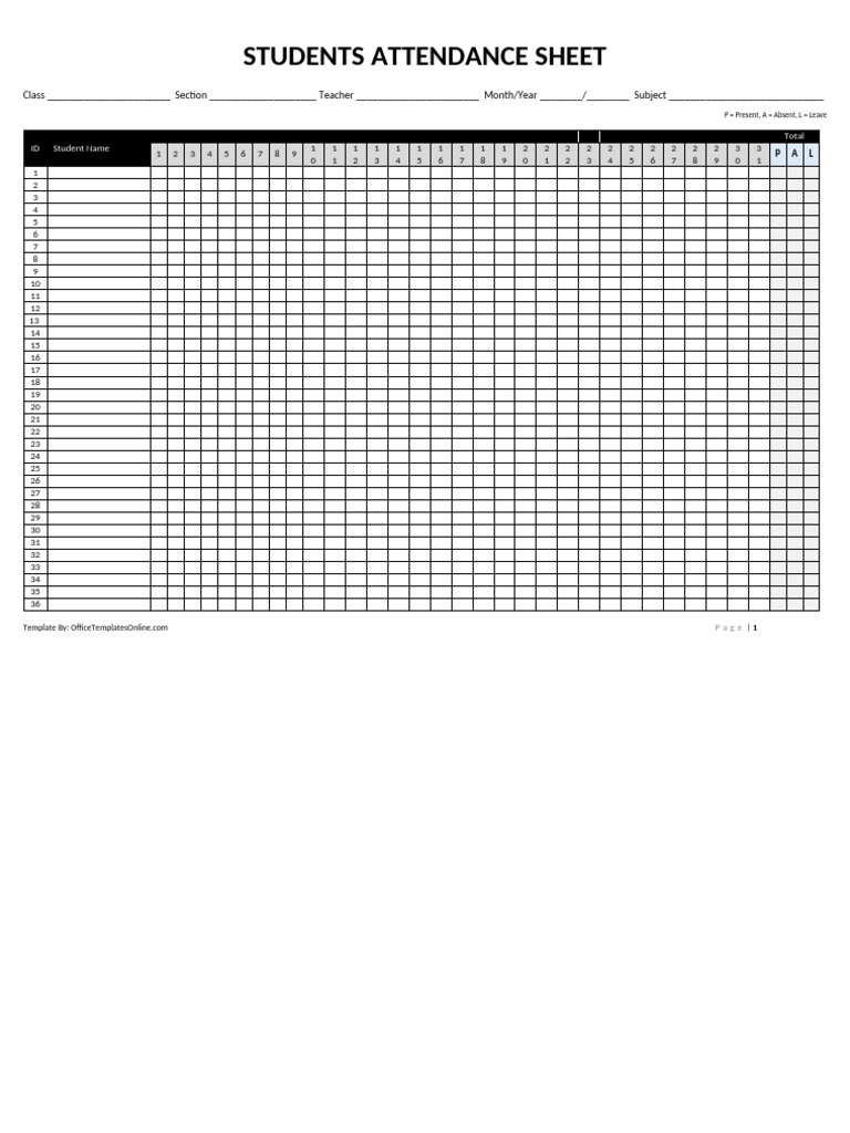 Student-Attendance-Sheet Template | PDF