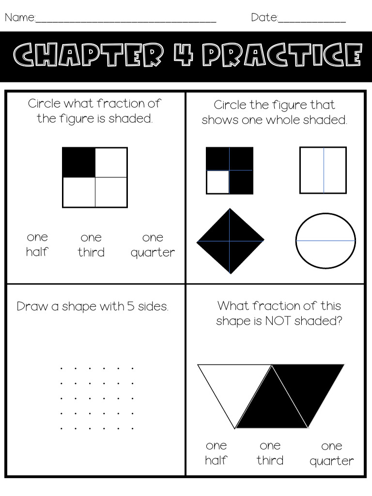 Fraction and Shape Practice Worksheet | PDF