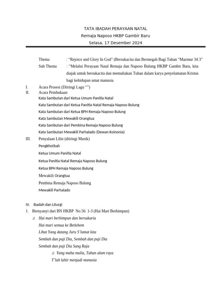 Contoh Acara Natal Rena 2024 | PDF