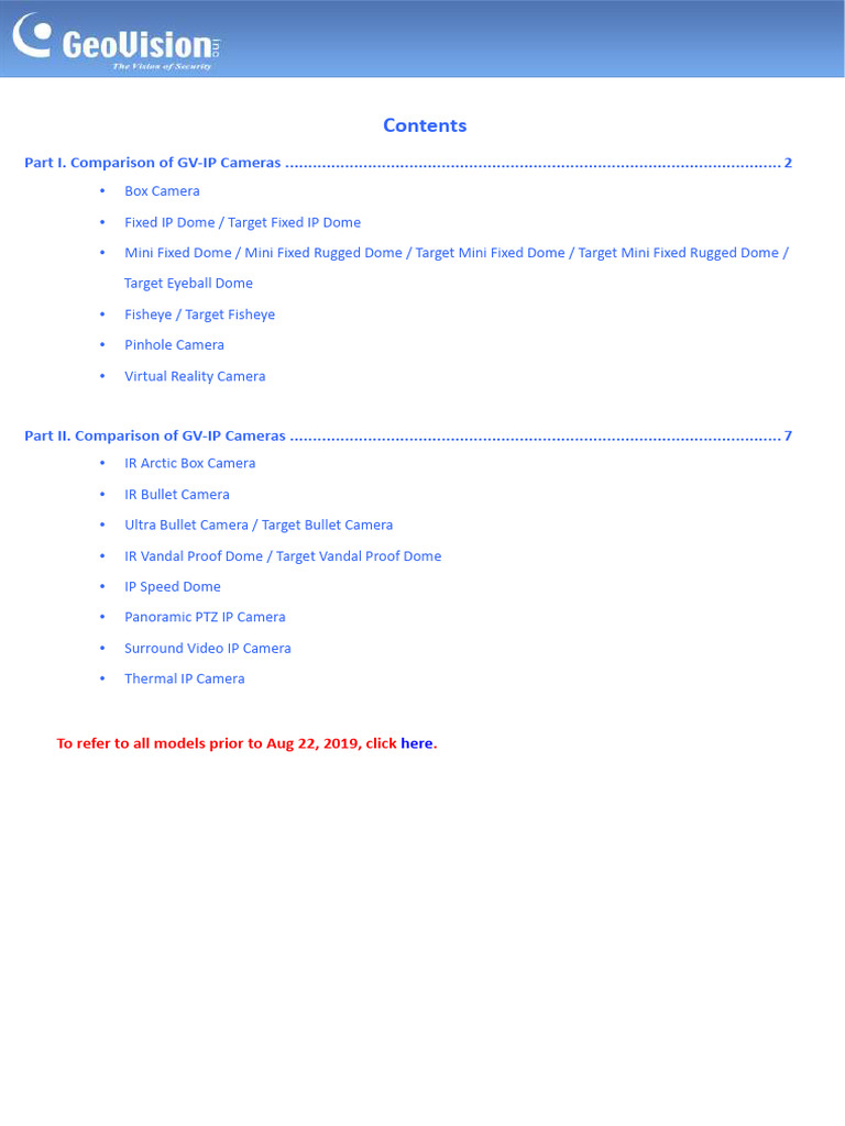 GV-IPCAM Comparison Table | PDF | Imaging | Photography Equipment