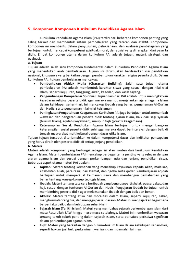 5 Komponen Kurikulum | PDF