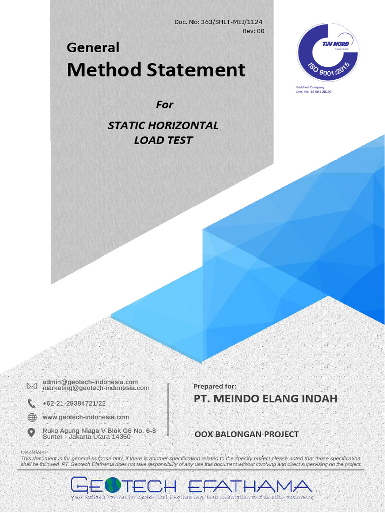 Metode Kerja Umum Lateral Load Test | PDF