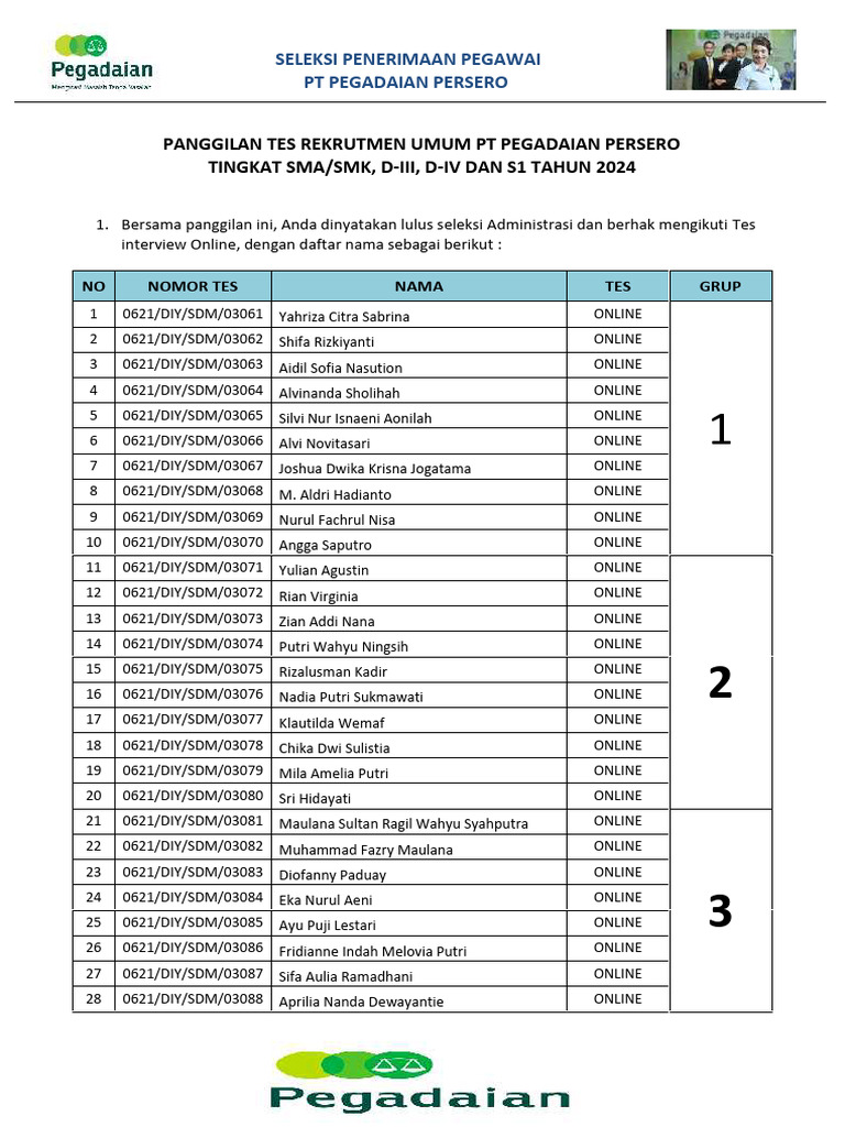 REKRUTMEN UMUM PT PEGADAIAN PERSERO | PDF