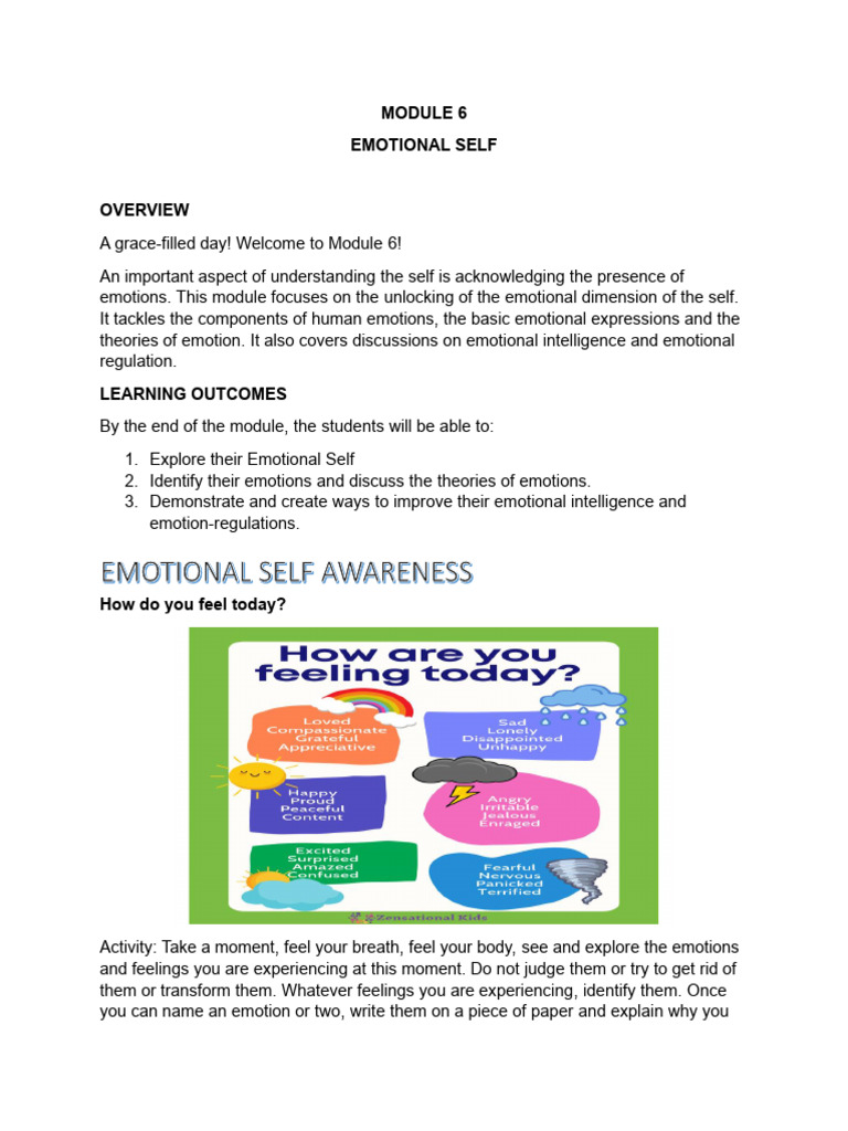 Midterm 6.0 Ge7 Emotional Self 2024 | PDF | Emotions | Psychology