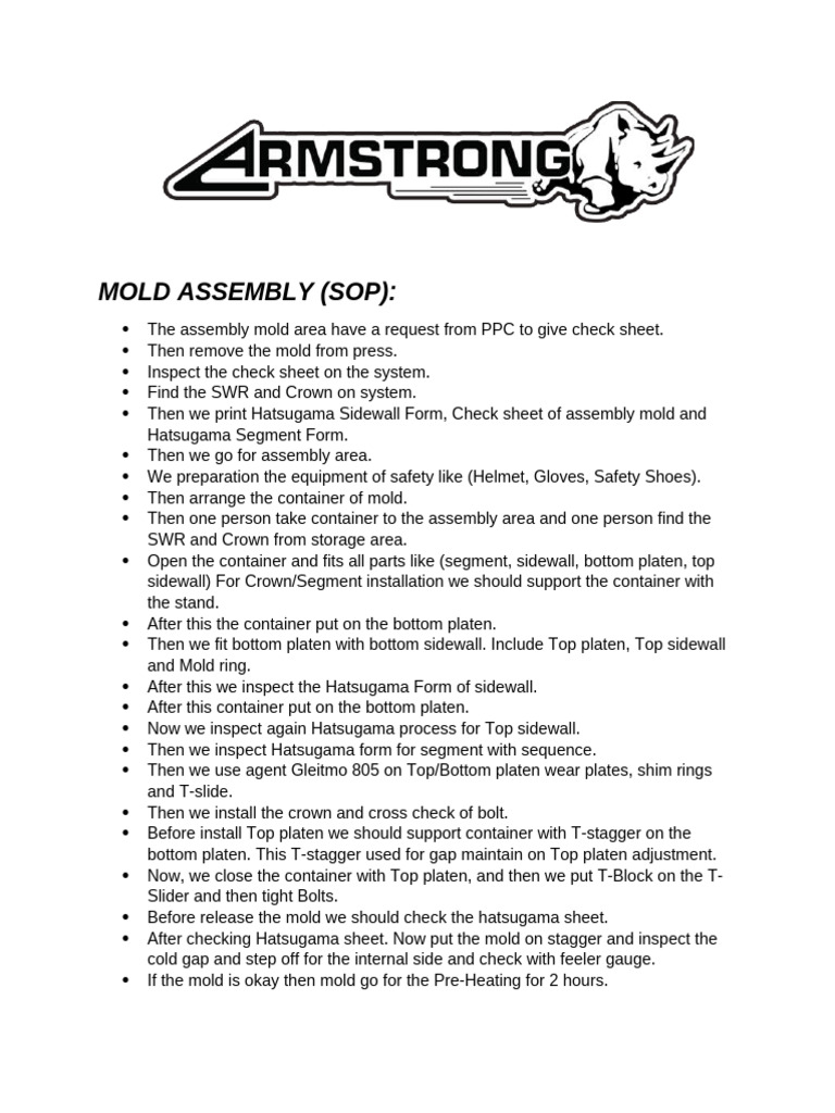 Mold Assembly (Sop) | PDF
