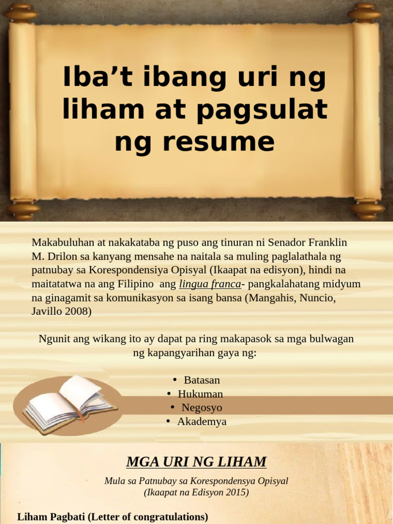 Mga Uri Ng Liham Filipino | PDF