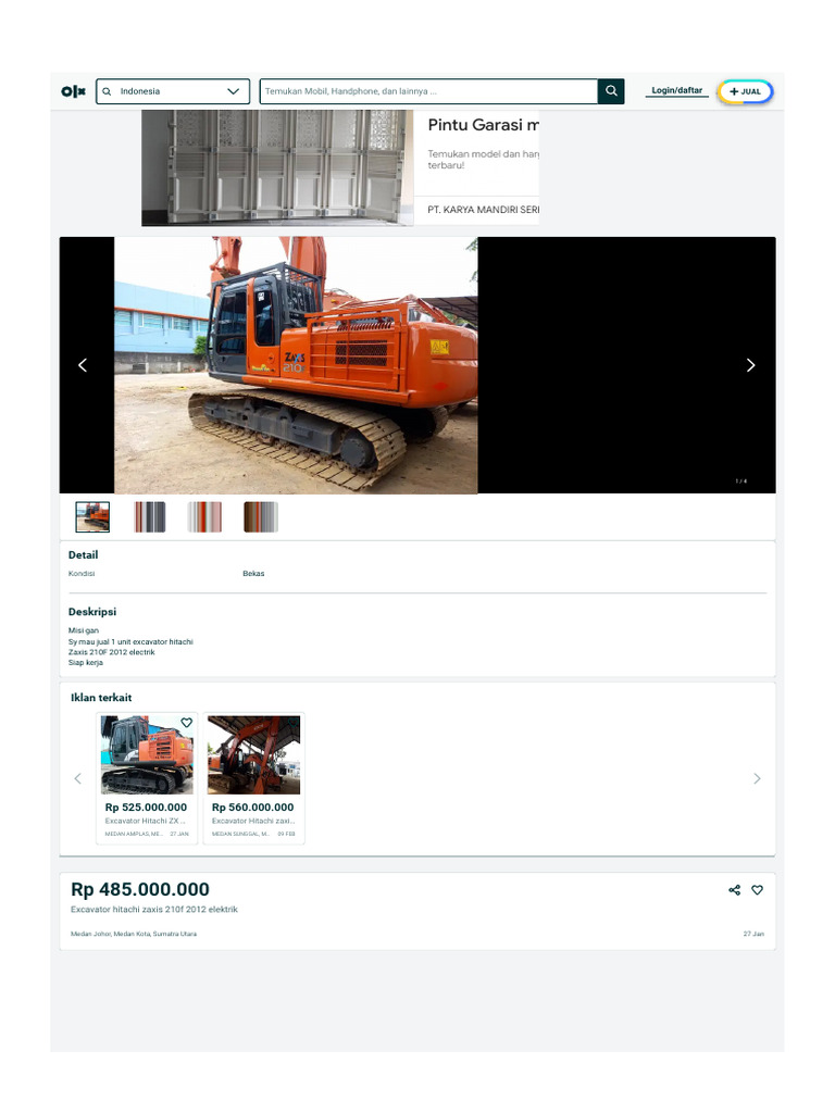 Excavator hitachi zaxis 210f 2012 elektrik - Mesin & Keperluan Industri ...