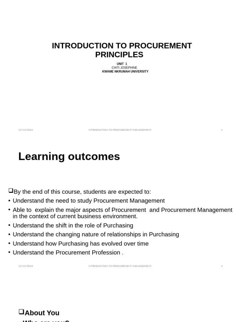 1.introduction To Procurement Management | PDF | Procurement | Leadership