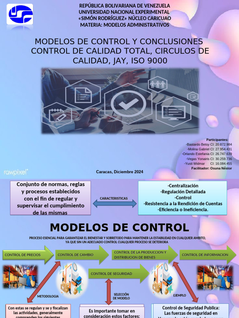 UNIDAD V -MODELOS DE CONTROL CONTROL DE CALIDAD TOTAL-CIRCULOS DE ...