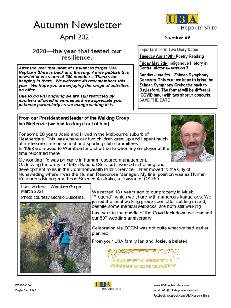 U3A Hepburn Shire April 2021 Newsletter | PDF