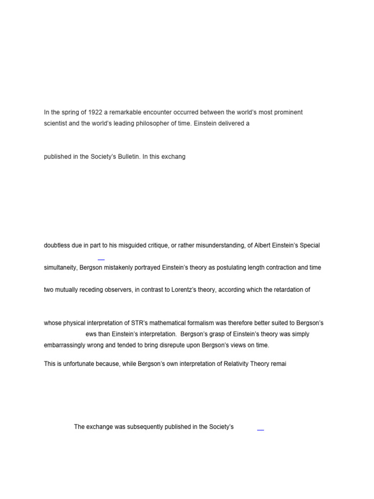 Bergson's View on Einstein's Relativity | PDF | Time | Special Relativity