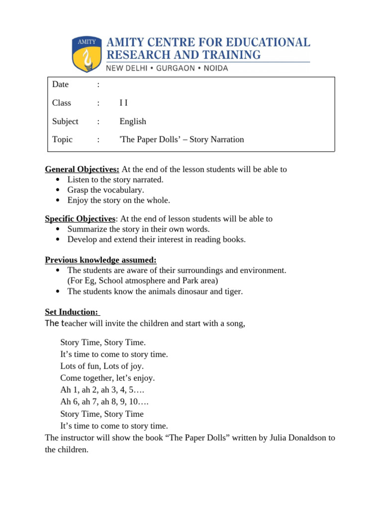 Storytelling and Learning with Paper Dolls | PDF | Vocabulary | Human ...