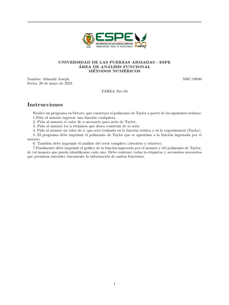 Metodos Numericos - Tarea4 | PDF | Informática | Programación de computadoras