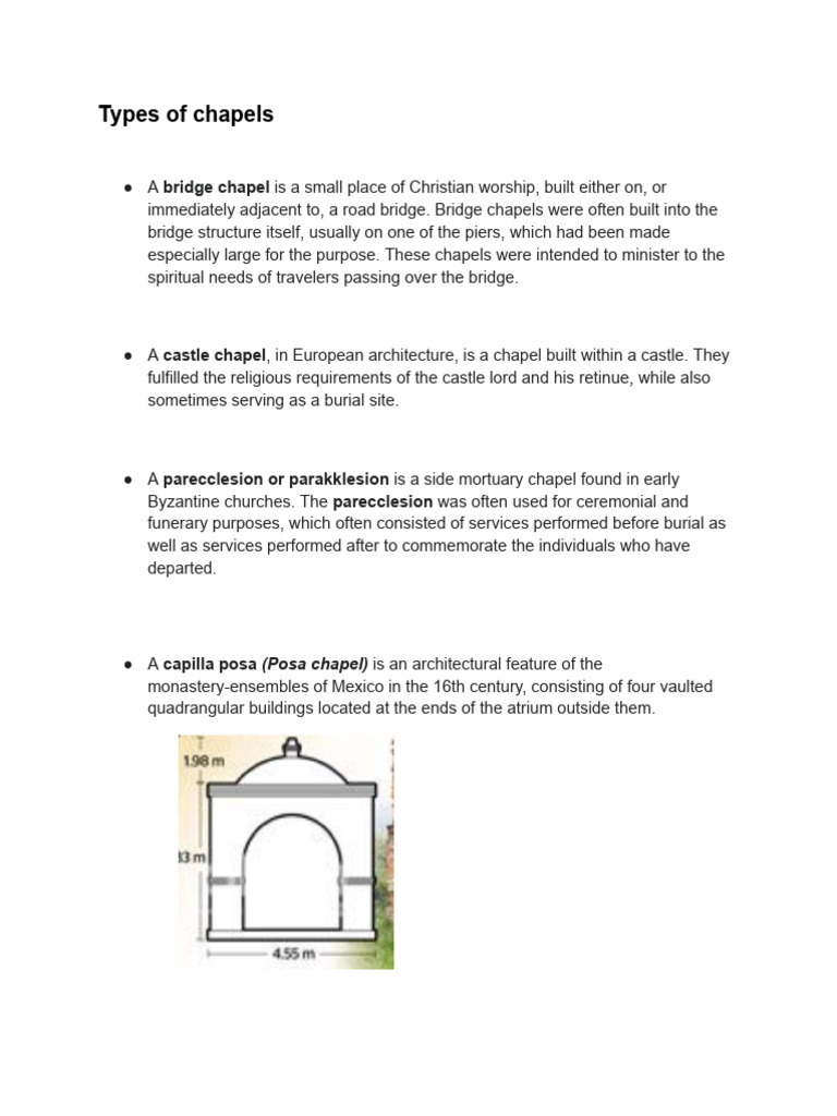 Types of Chapels | PDF