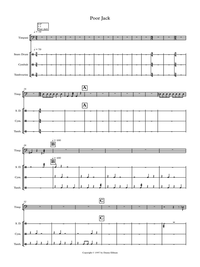 14 Poor Jack Perc Full Score | PDF
