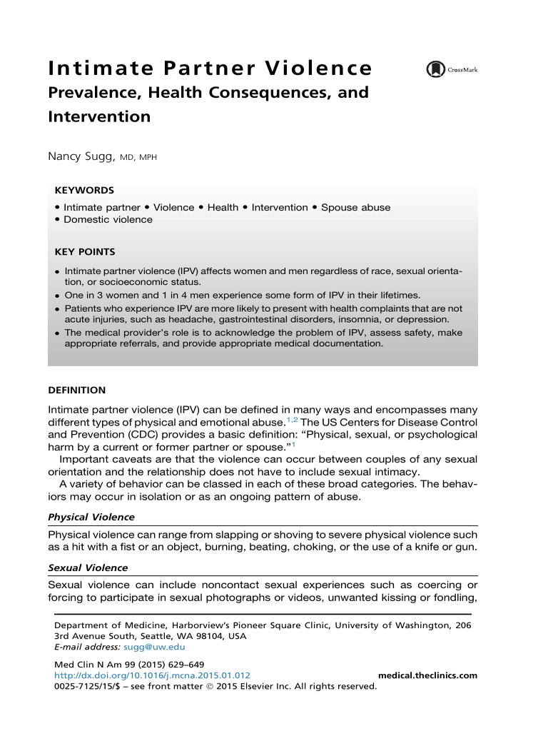Intimate Partner Violence | PDF | Violence | Domestic Violence