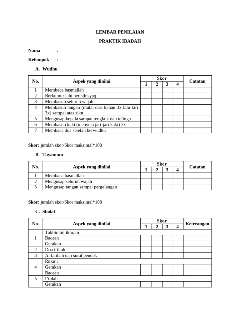 Lembar Penilaian Iot LDKS | PDF