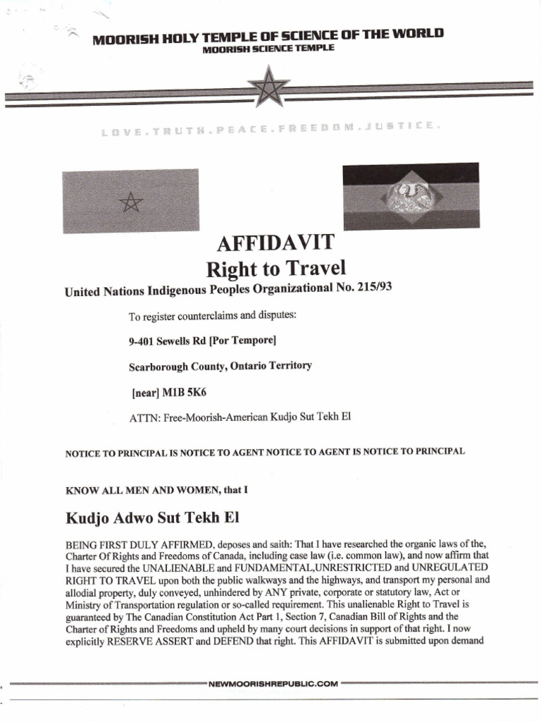 Affidavit Right To Travel | PDF