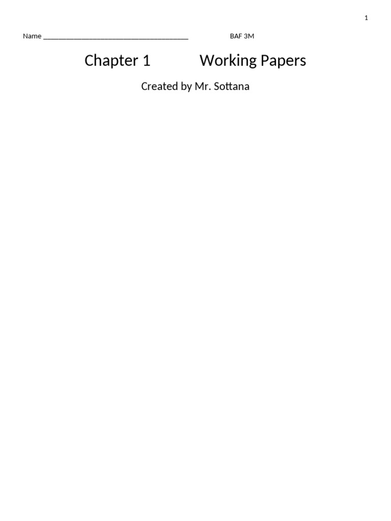 Chapter 1 - Working Papers - 2023 Word | PDF | Balance Sheet | Equity ...