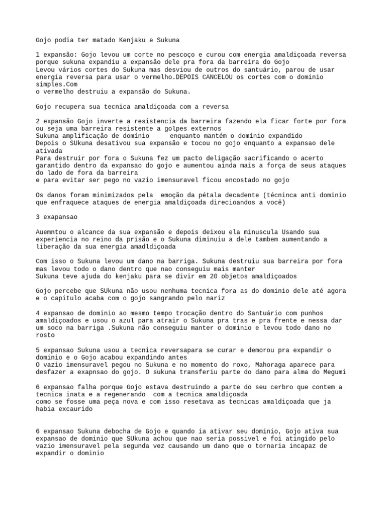 Gojo Vs Sukuna | PDF