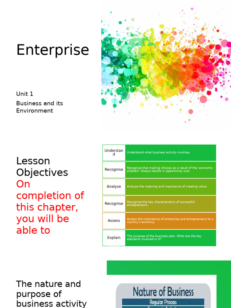 Chapter 1 - Enterprise | PDF | Goods | Entrepreneurship