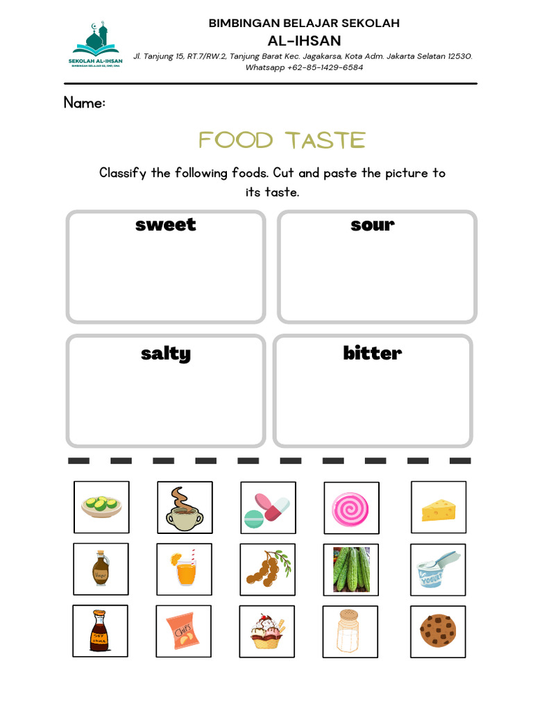 Worksheets 1 - Bahasa Inggris - Taste Foodpdf | PDF