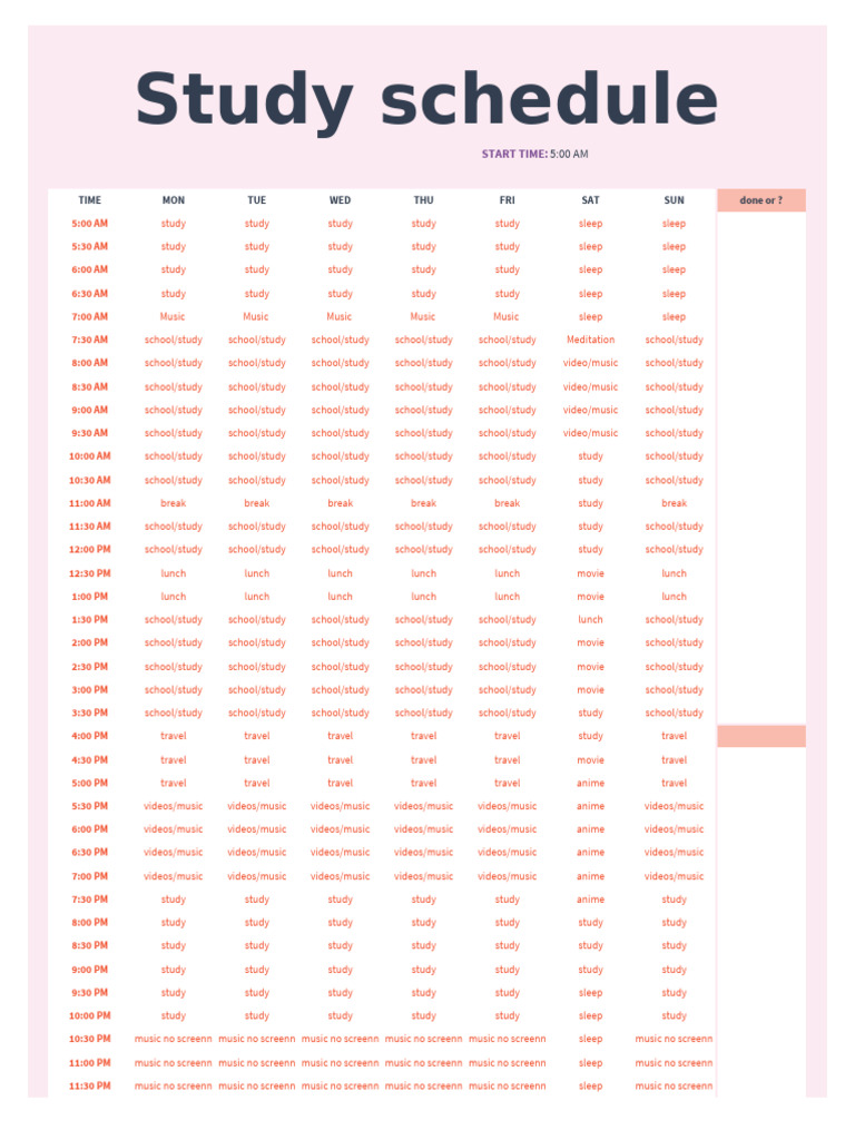 Daily Schedule | PDF