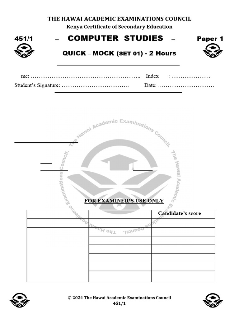 Hawai Comp Pp1 Qs - Quick Mock | PDF | Computer Network | Computing