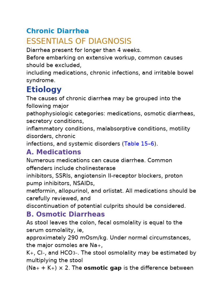 Causes and Diagnosis of Chronic Diarrhea | PDF | Diarrhea | Medical ...
