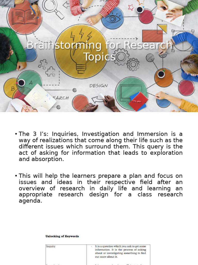 Brainstorming For Research Topics | PDF | Theory | Knowledge