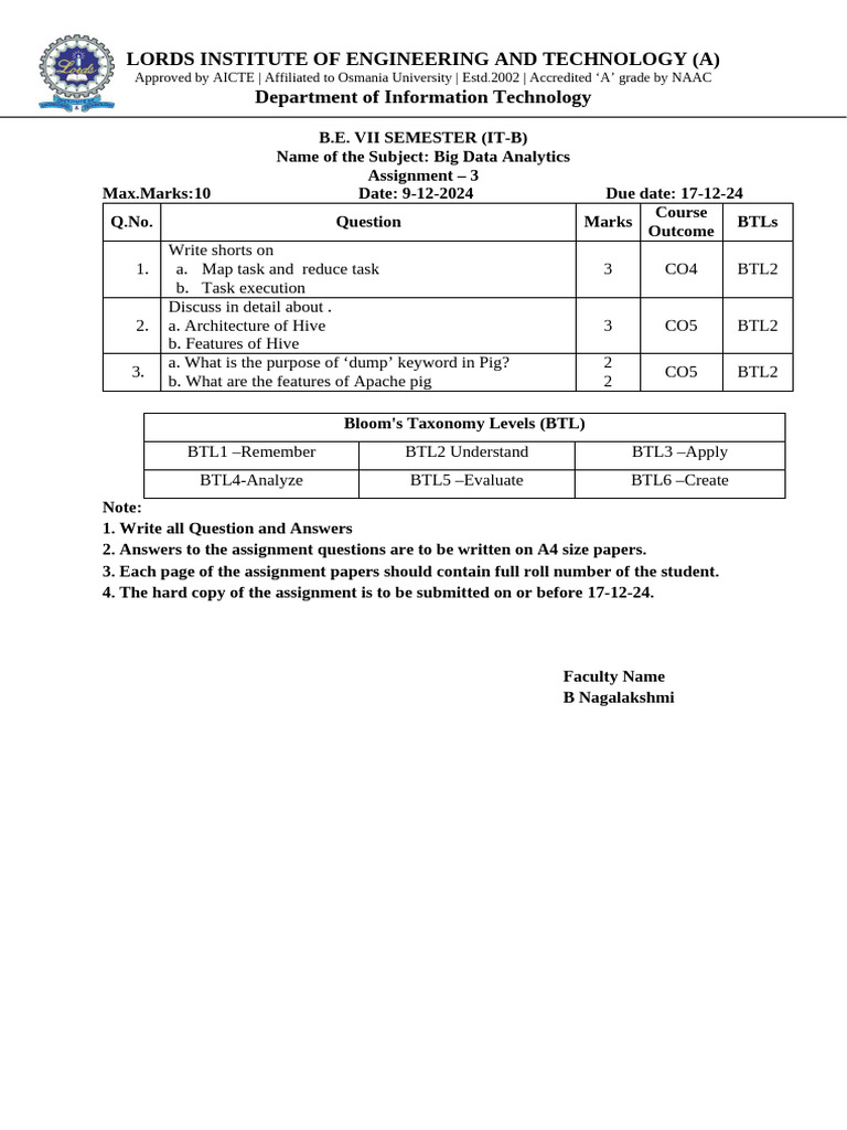 BDA Assignment QP-3 IT B With Key Solutions | PDF | Apache Hadoop | Map Reduce