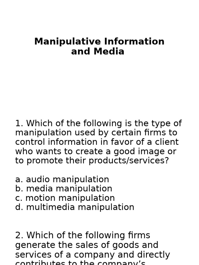 Manipulative Information and Media | PDF